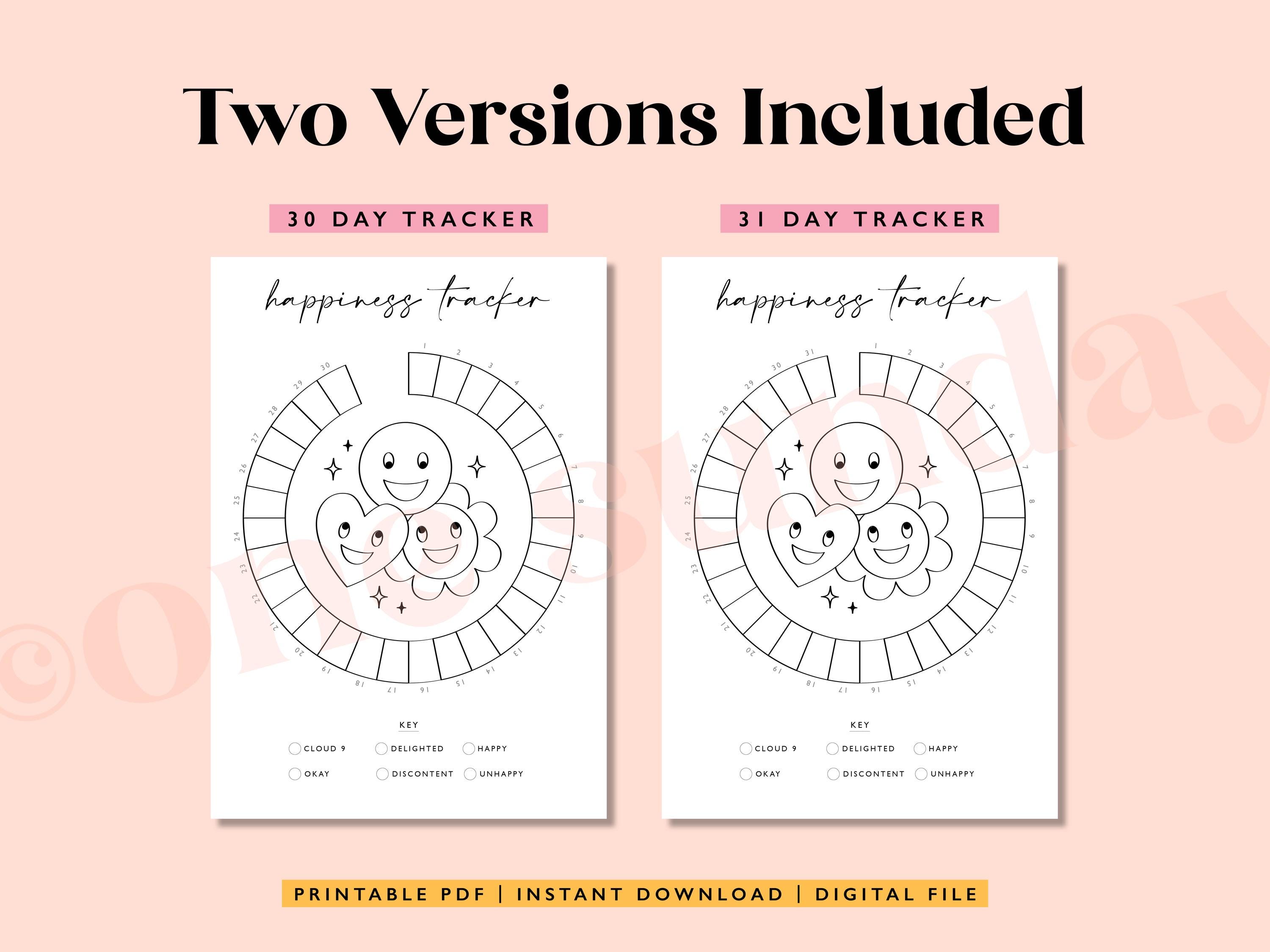 Printable Monthly Happiness Tracker: A5 Journal Page (digital Download ...