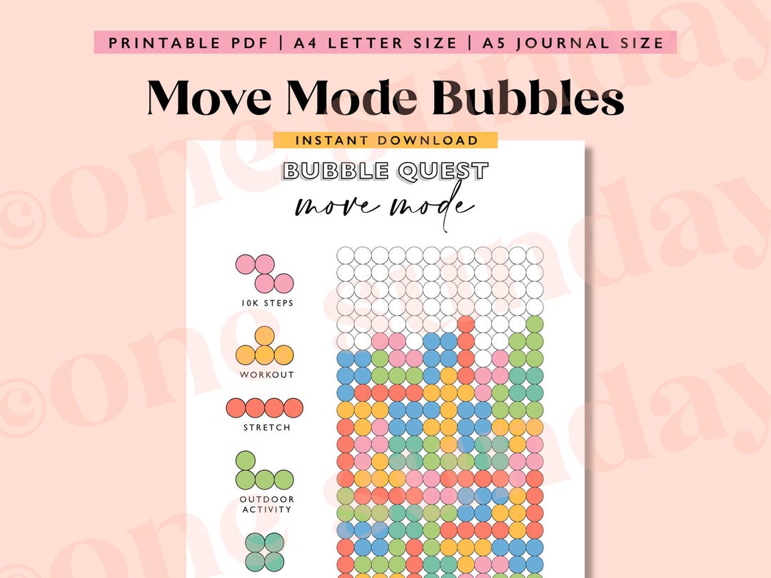 Move Tracker, Printable Journal Page, Fun Habit Tracker, Exercise Task ...