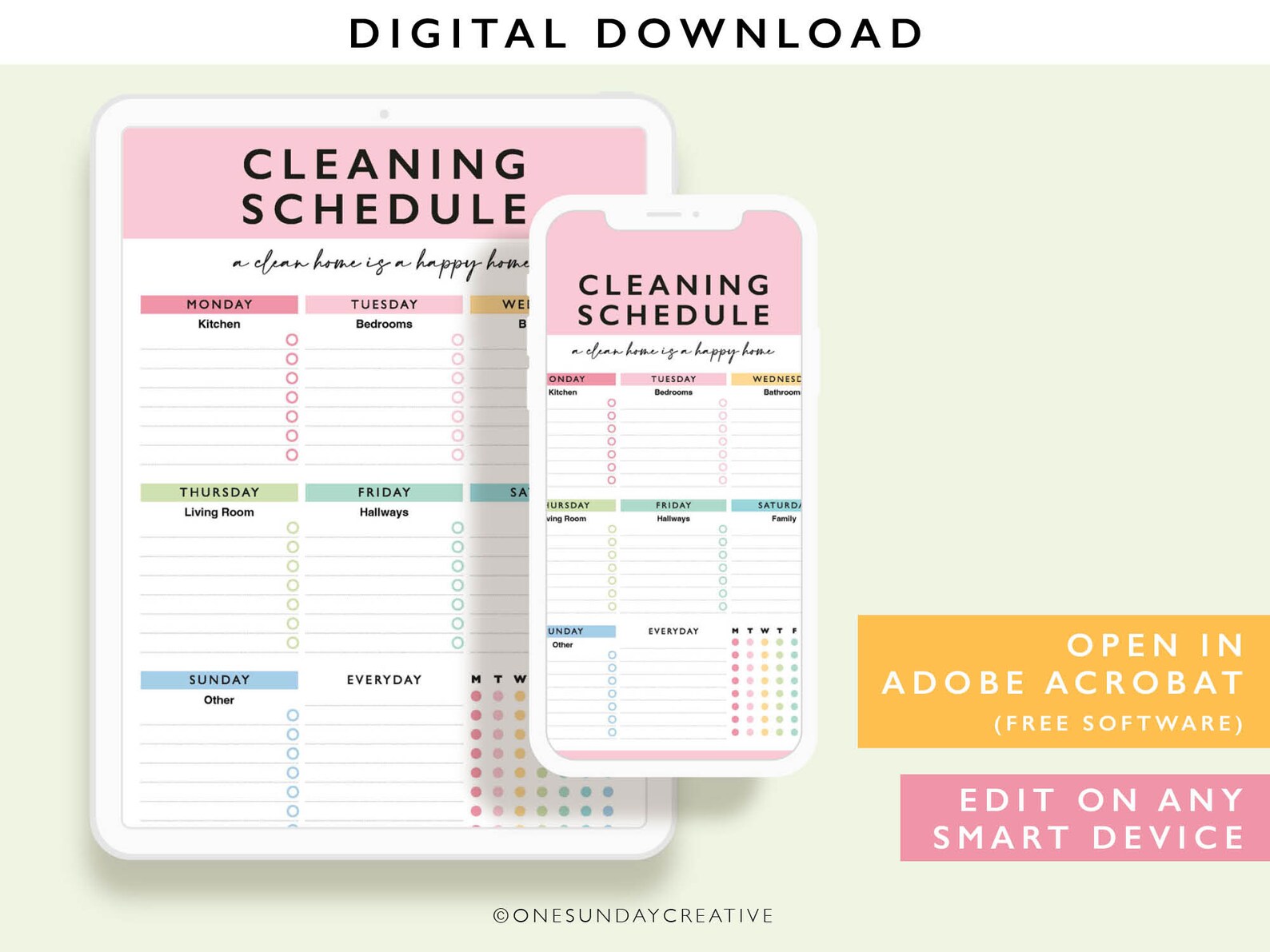Editable Cleaning Checklist Digital Cleaning Schedule Chore - Etsy
