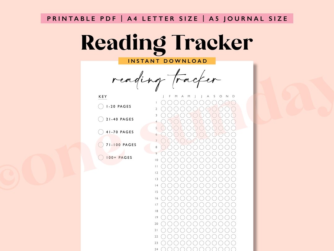 Yearly Reading Tracker: A5 Printable Journal (digital Download) - Etsy