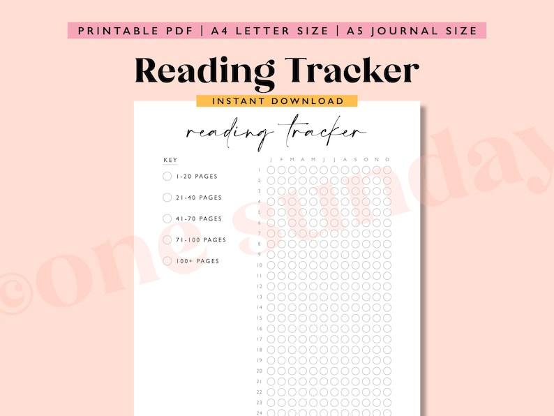 Yearly Reading Tracker: A5 Printable Journal (digital Download) - Etsy