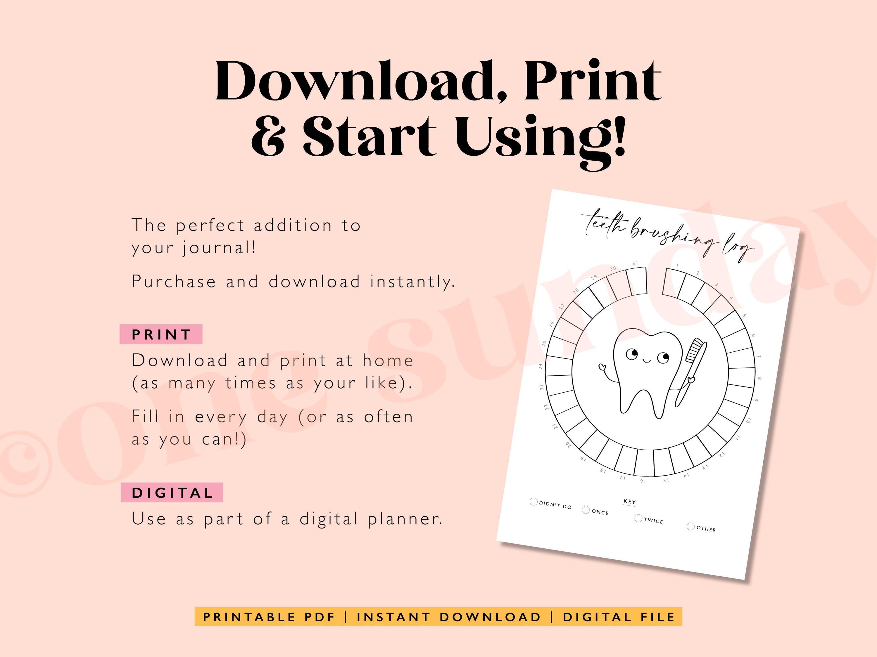 Teeth Brushing Tracker: A5 Printable Journal Page (PDF) - Etsy