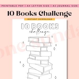 10 Book Challenge Reading Tracker: A5 Printable Journal (PDF) - Etsy