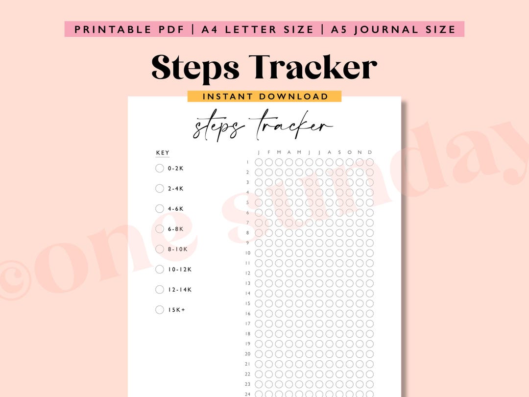 Steps Tracker Printable: A5 Journal Page, Year in Dots (digital ...