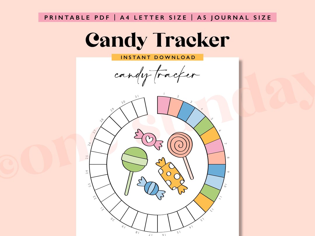 Candy Tracker, Printable Journal Page, Planner Page, A5 Journal Page ...