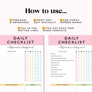 Editable Daily Cleaning Checklist: Printable Chore Chart (digital ...