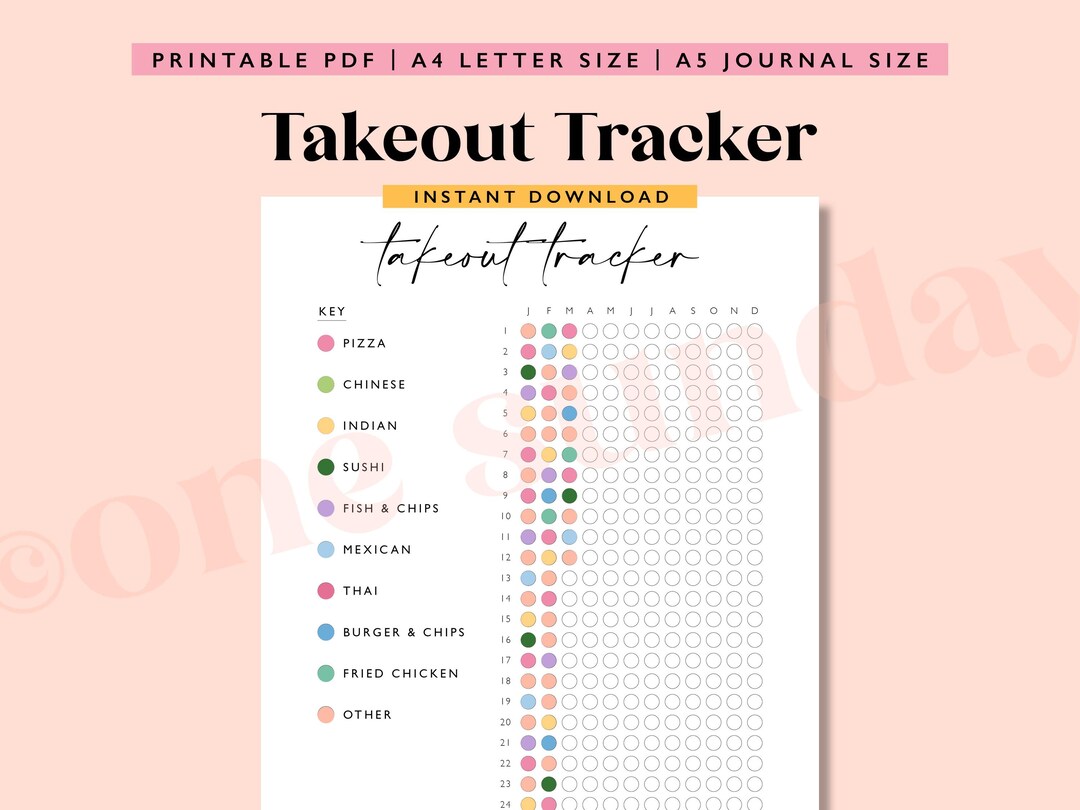 Takeout Tracker: A5 Printable Food Habit Journal (PDF) - Etsy