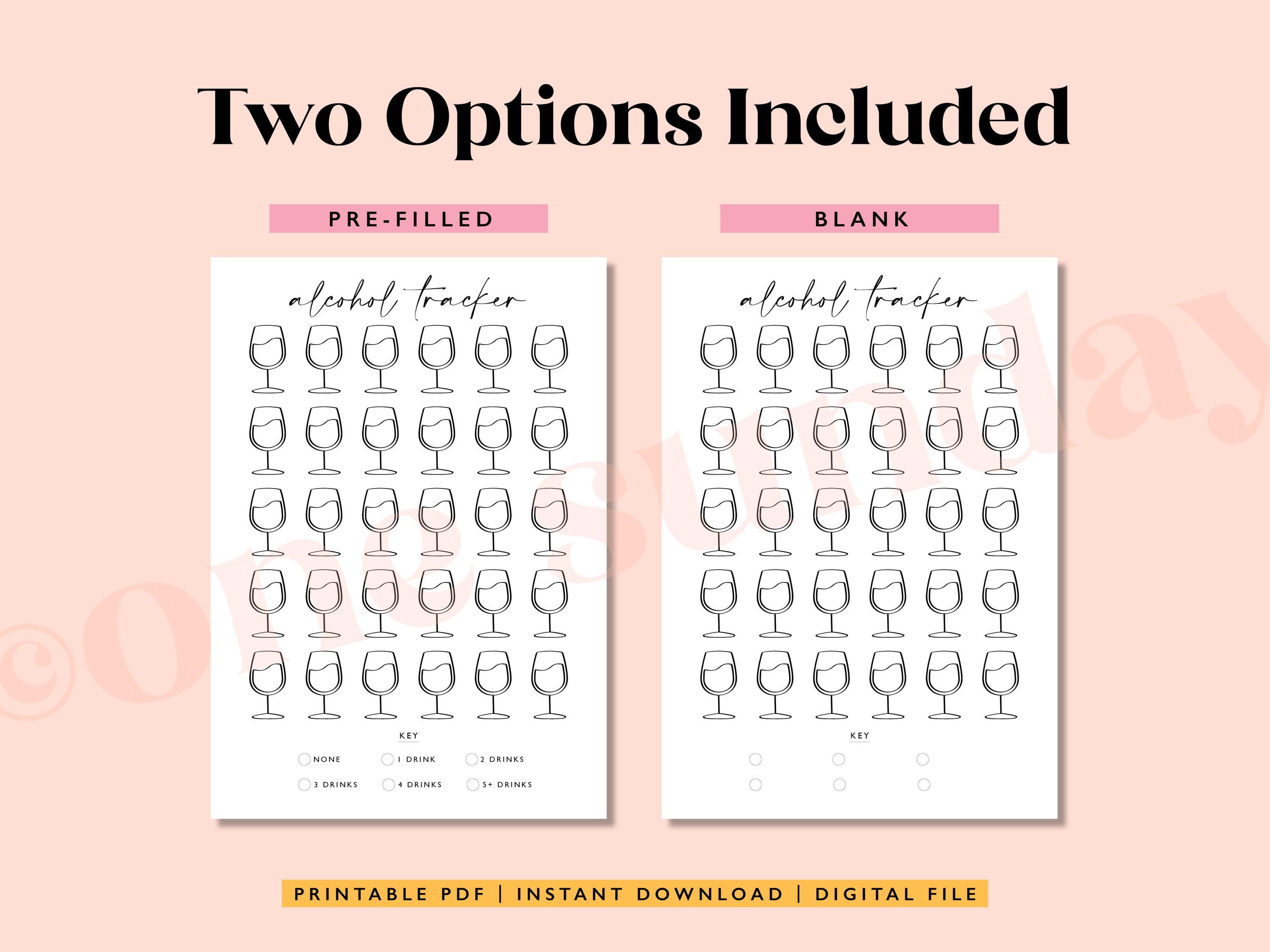Alcohol Tracker, Printable Journal Page, Planner Page, A5 Journal Page ...