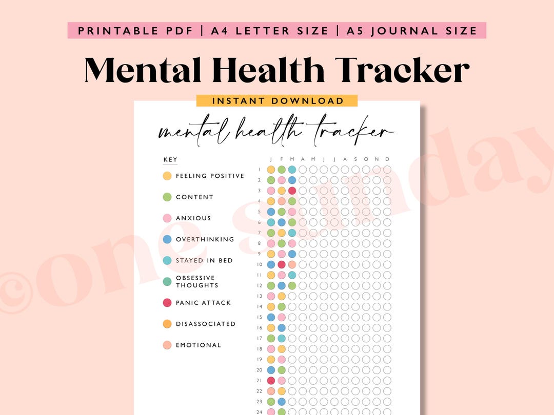 Mental Health Tracker: Printable A5 Journal Page (digital Download) - Etsy