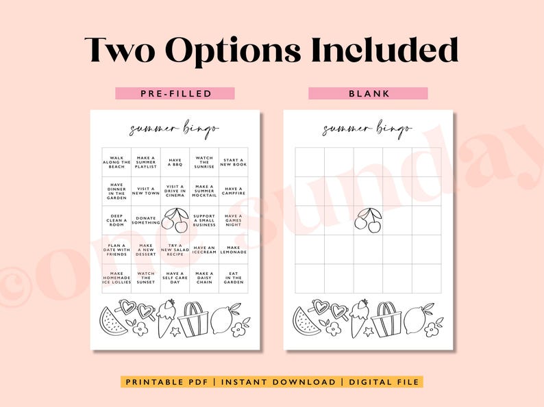 Summer Bingo Tracker: A4 A5 Printable Journal (PDF) - Etsy