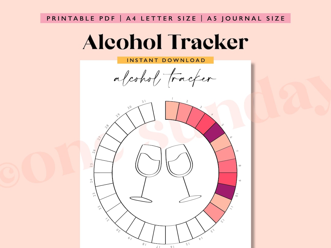 Alcohol Tracker, Printable Journal Page, Planner Page, A5 Journal Page ...