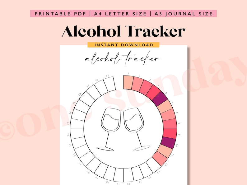 Monthly Alcohol Tracker: A5 Journal Printable (digital Download) - Etsy