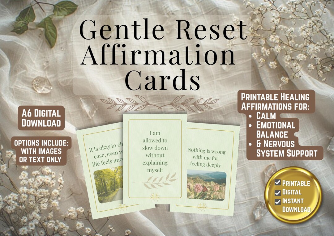 Gentle Reset Affirmation Cards | Printable Healing Affirmations for ...