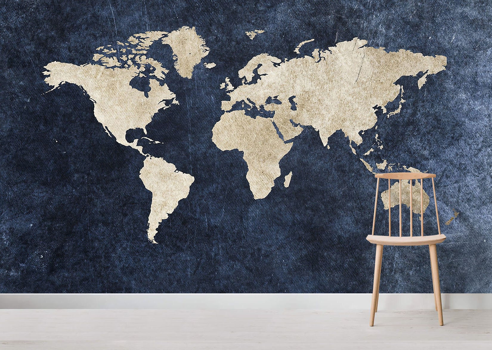 Stylish World Map Wall Mural Office World Map Wallpaper Dark | Etsy