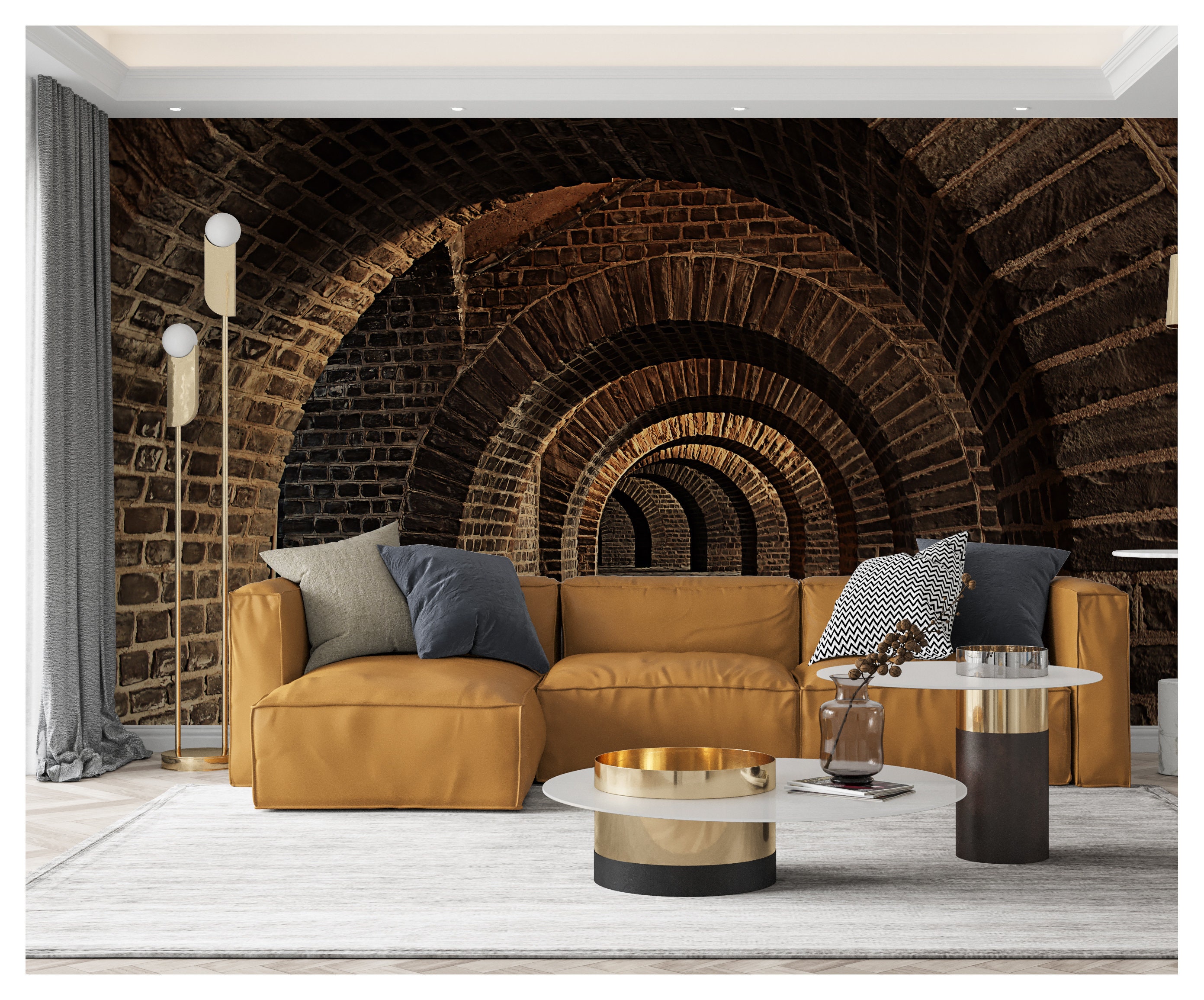 3D Tunnel Wallpaper Brick Tunnel Wall Mural Living Room | Etsy