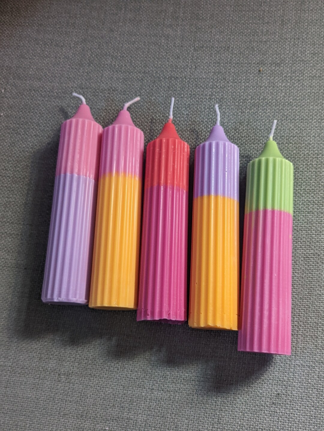 Colourful Ribbed Candle/ Pillar Candle / Two Tone Candle / Soy Wax ...