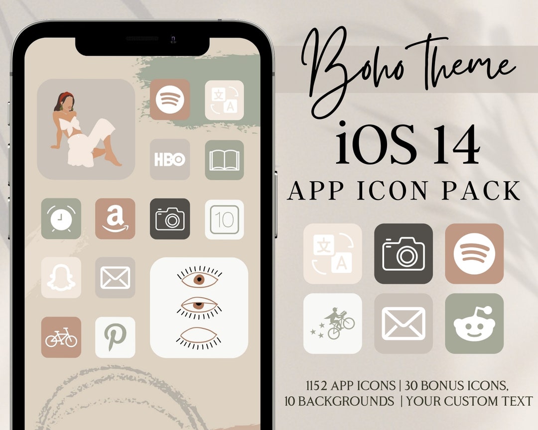 Boho iPhone App Icons, Ios 14 App Icons, iPhone Home Screen Ios 14 ...