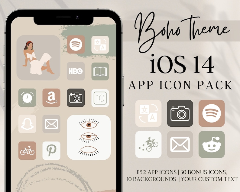 Boho Iphone App Icons Ios 14 App Icons Iphone Home Screen | Etsy
