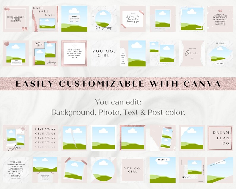 Instagram Templates Canva Rose Gold Templates Instagram Post | Etsy