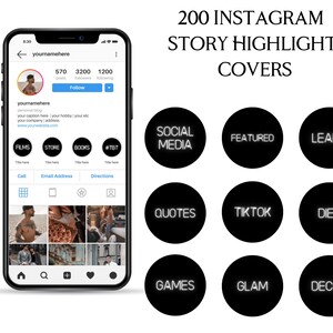White Neon Instagram Story Highlight Covers, Instagram Stories, Text ...