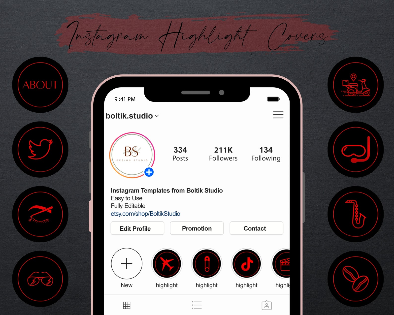 Instagram Highlight Covers Red Covers for Instagram Red Foil - Etsy