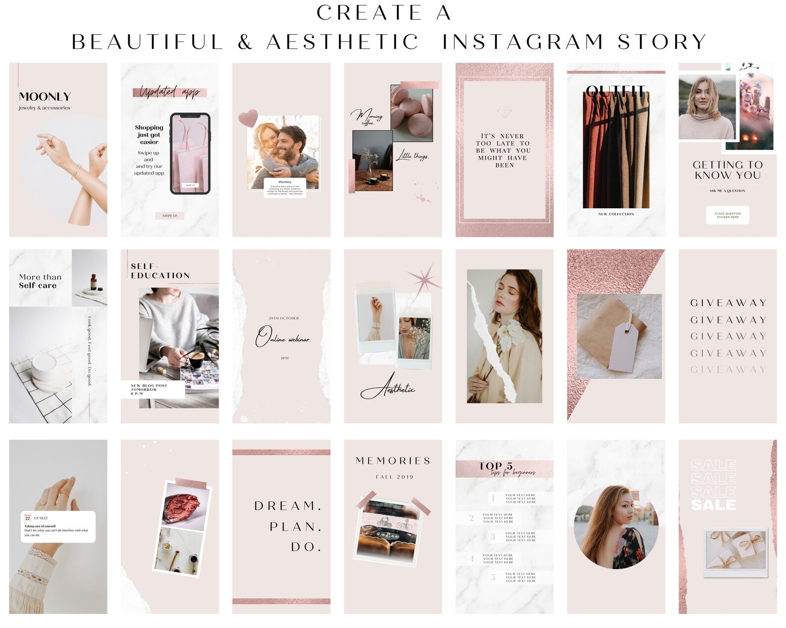 40 Pink Instagram Story Templates Instagram Feed Templates | Etsy