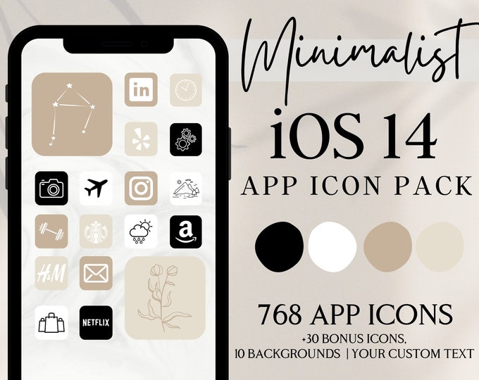 Boho Aesthetic iPhone App Icons, Boho Ios 14 App Icon Pack, Neutral ...