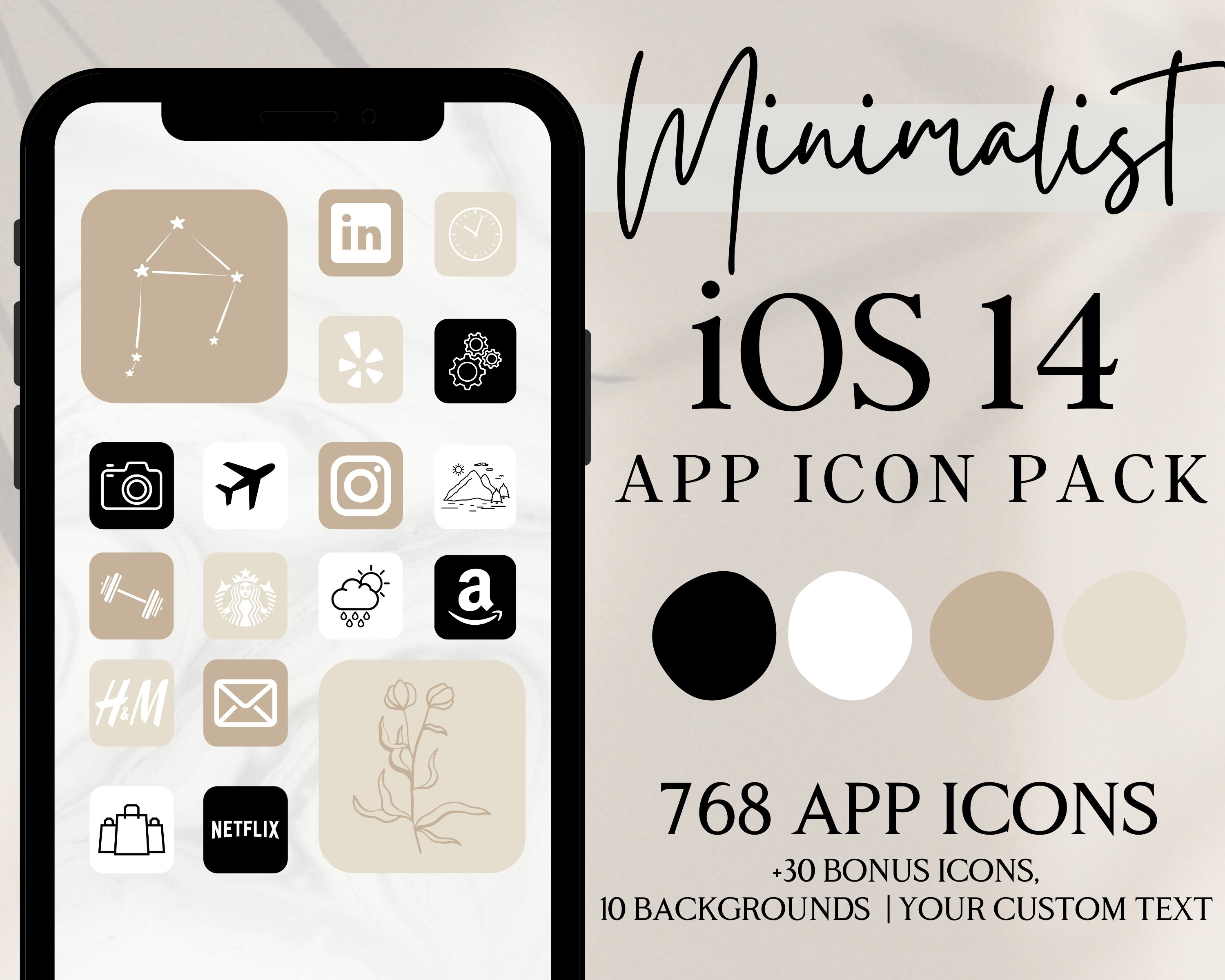 Minimalist Icon Theme Pack for Iphone Ios 14 App Icons - Etsy
