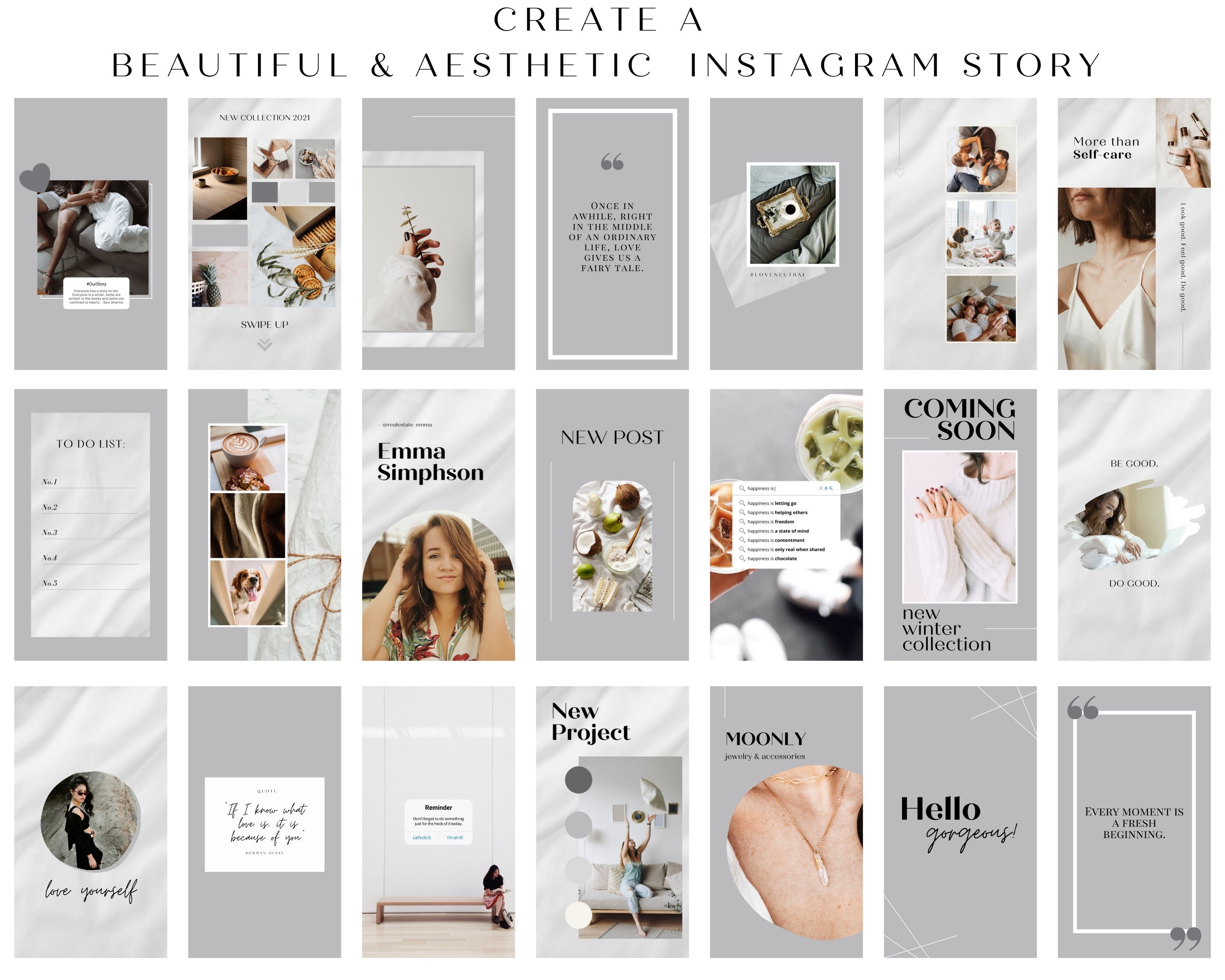 Gray Instagram Story Template, Instagram Feed, Instagram Stories ...