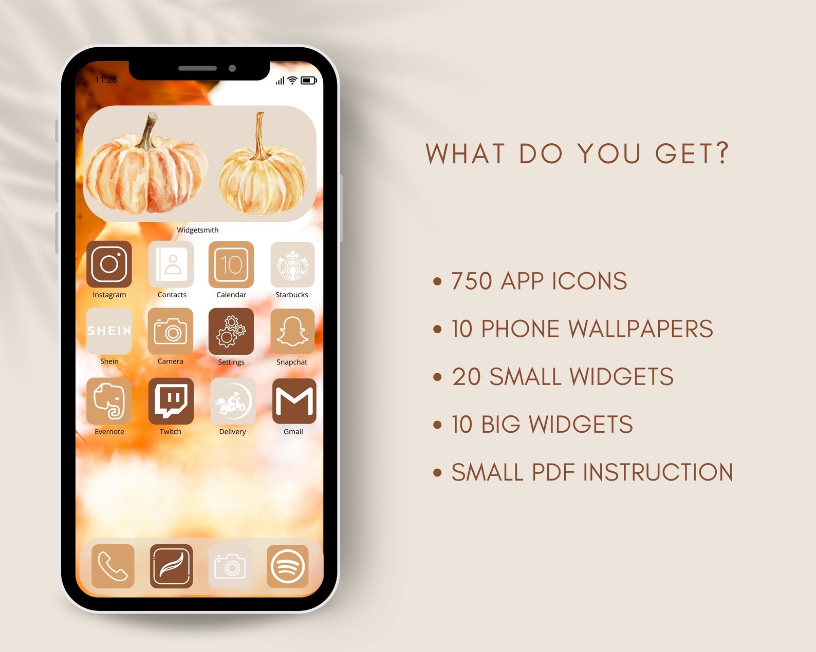 Fall App Icons, Autumn Aesthetic iPhone Icon Set, Ios App Icons, Phone ...