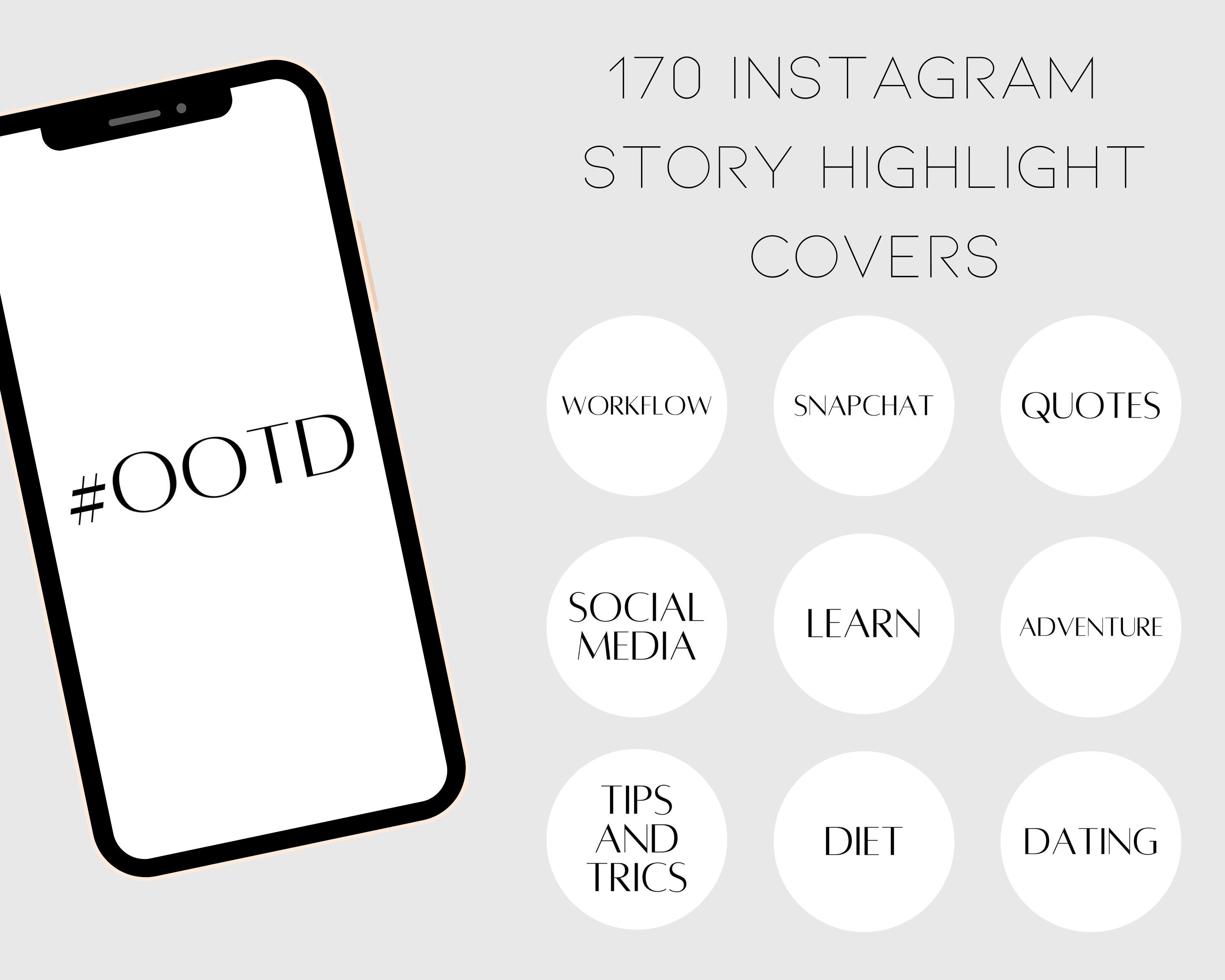 Text Instagram Highlight Covers, White Highlight Icons, Minimalist ...