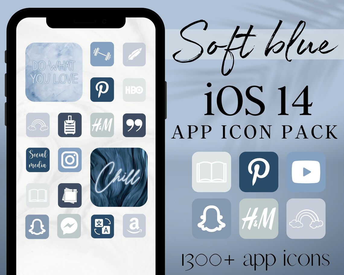 Blue App Icons Iphone Ios 14 App Icons Aesthetic App Covers | Etsy
