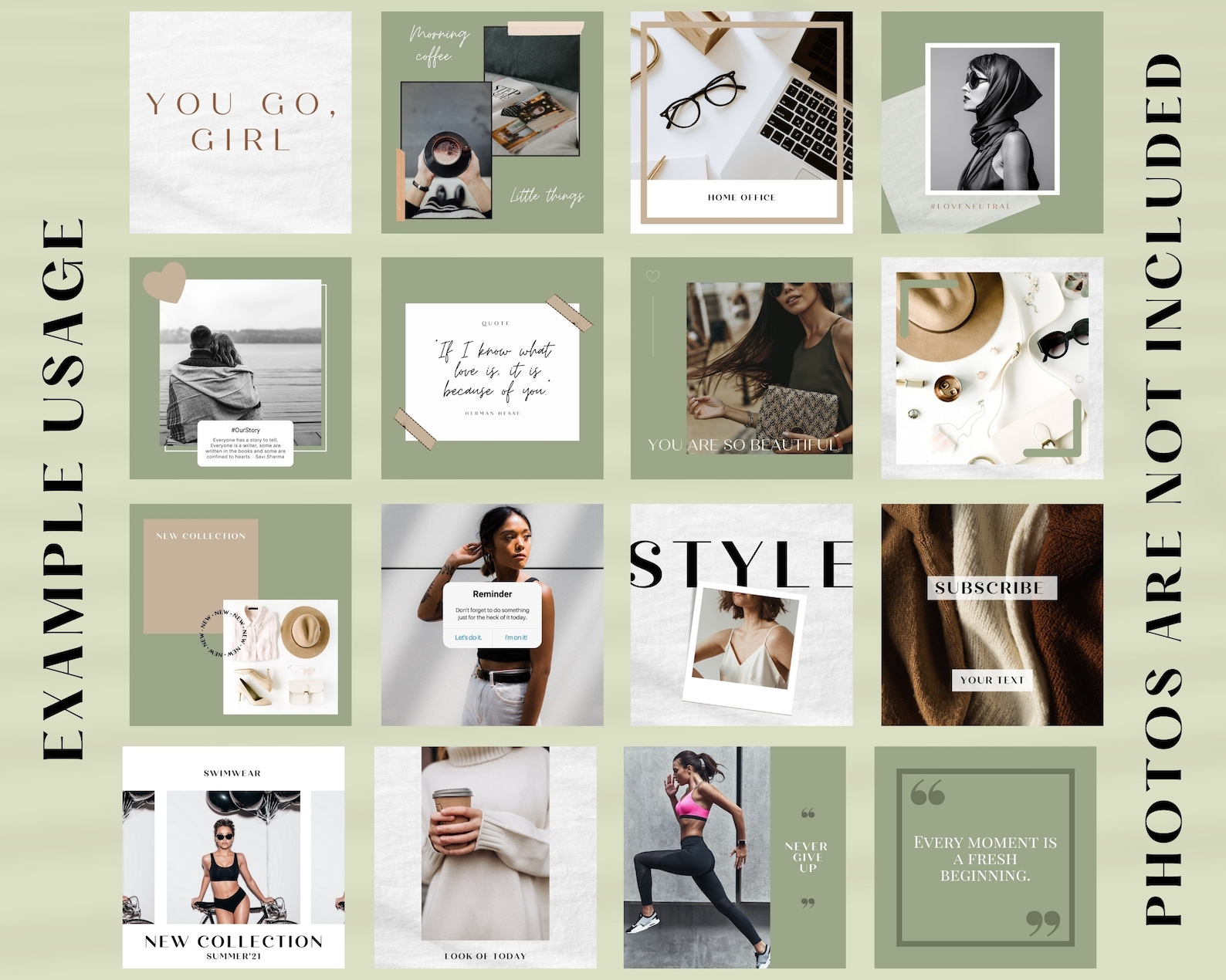 100 Instagram Post Templates Green Templates Instagram - Etsy