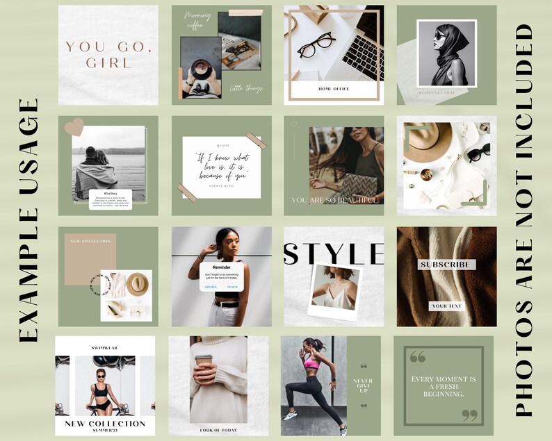 100 Instagram Post Templates Green Templates Instagram - Etsy