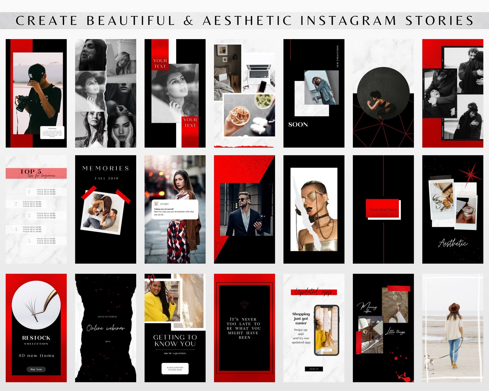Instagram Story Templates, Red Canva Templates, Instagram Stories ...