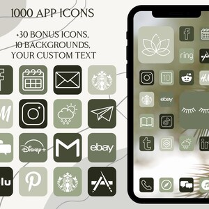 Green iPhone App Icons, Ios 14 App Icons, Neutral Green Aesthetic ...