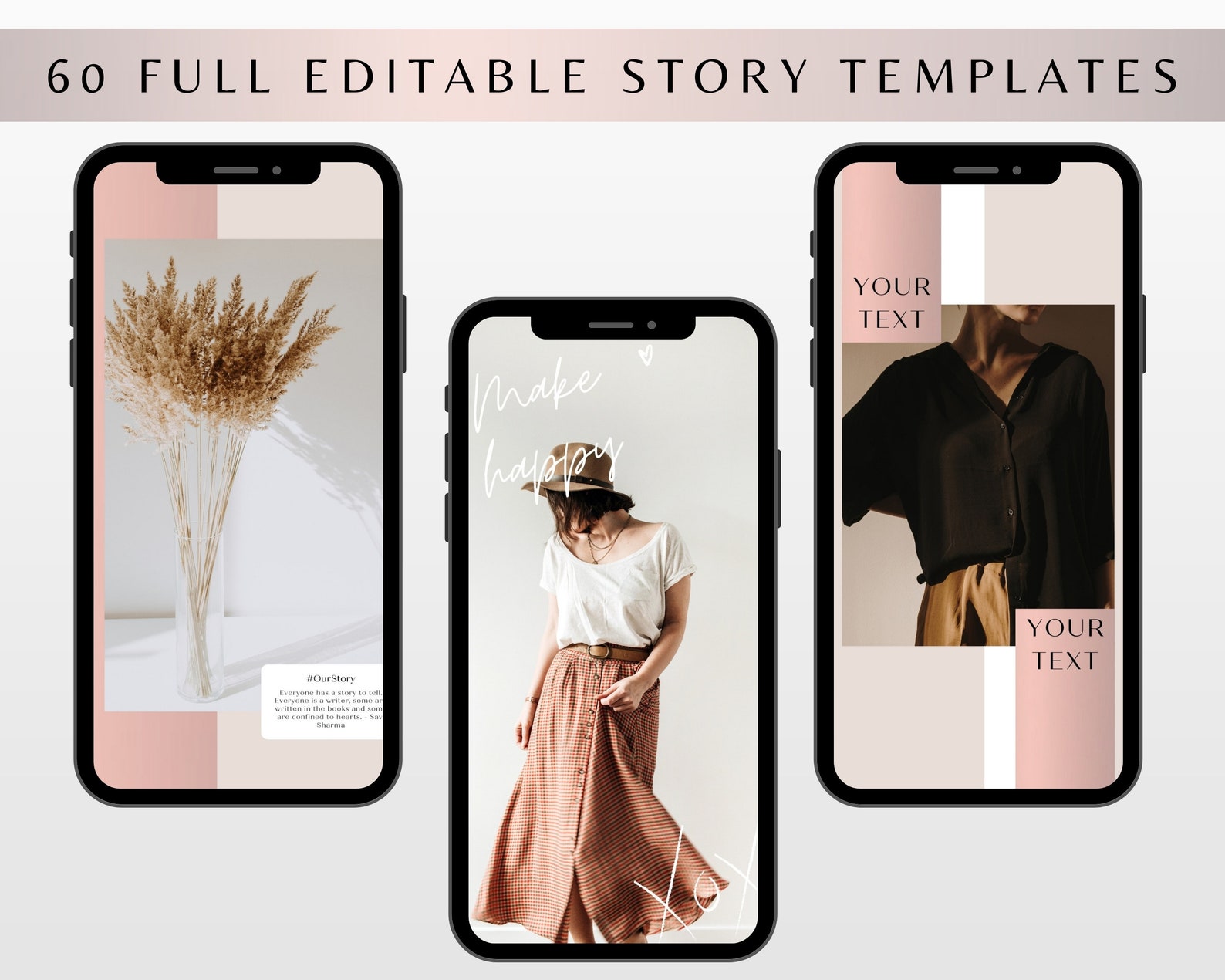 Instagram Template Canva Rose Gold Pink Editable Instagram | Etsy