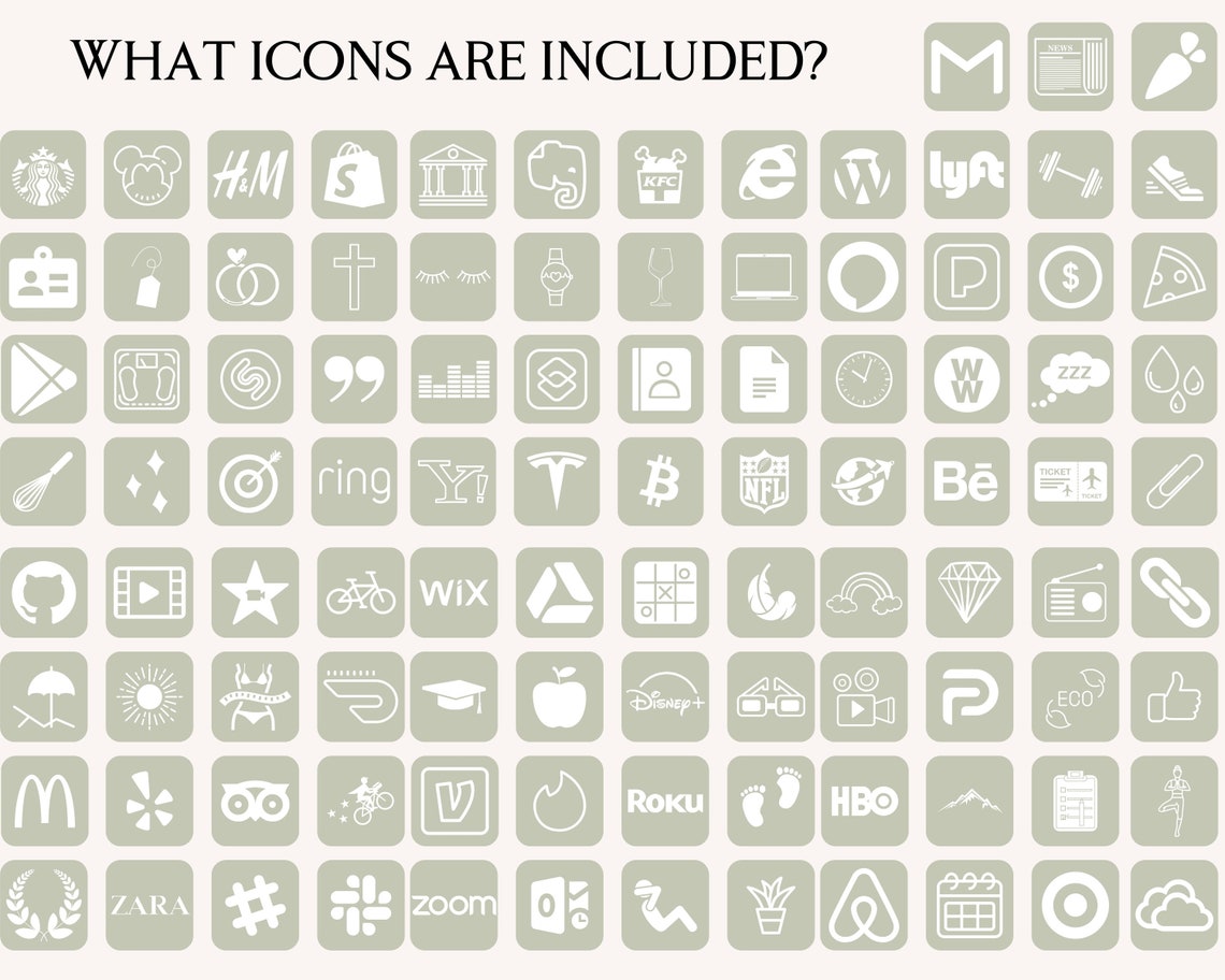 Green iPhone App Icons iOS 14 App Icons Neutral Green | Etsy