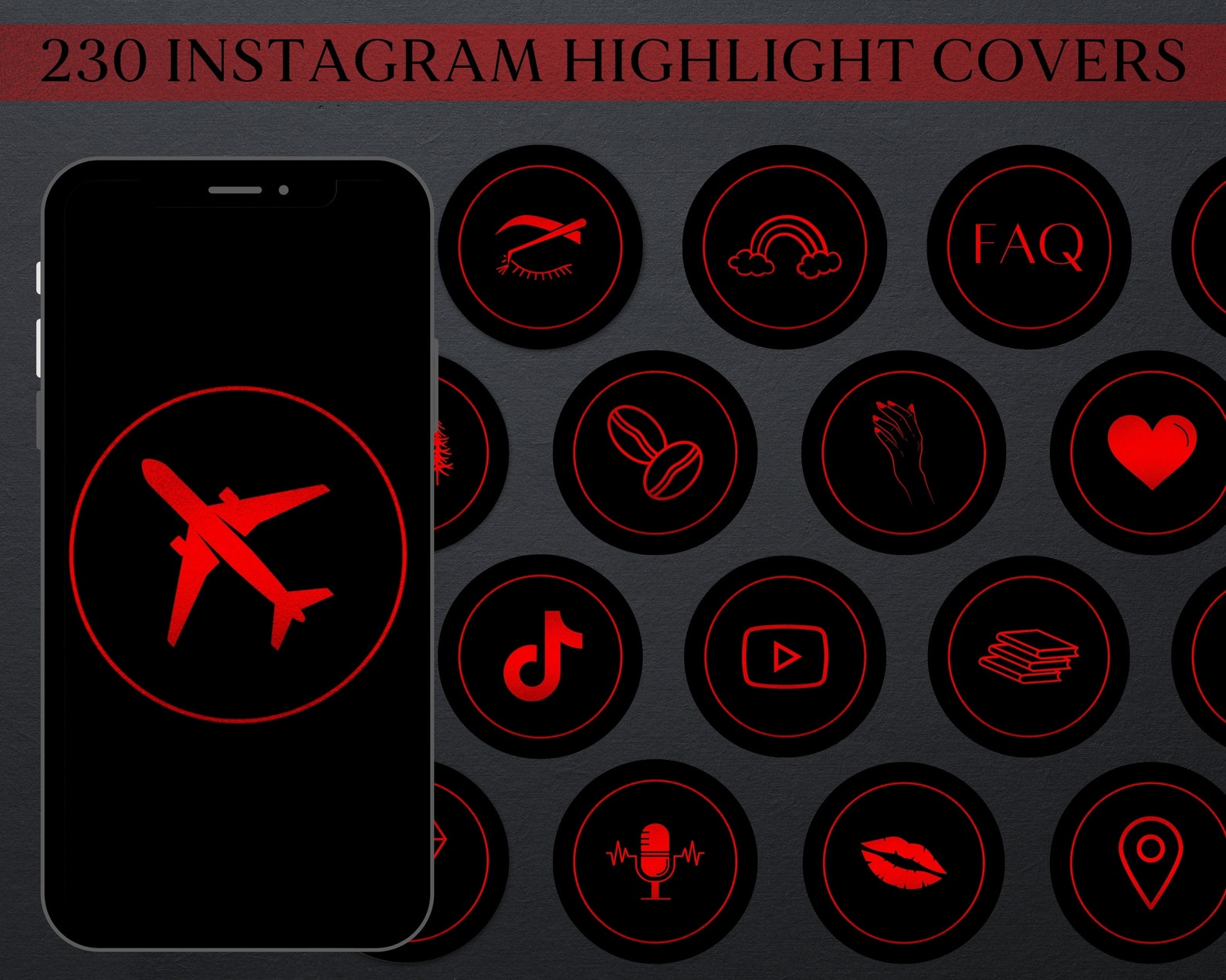 Instagram Highlight Covers Red Covers for Instagram Red Foil - Etsy
