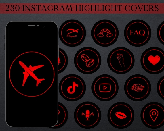Instagram Highlight Covers Red Covers for Instagram Red Foil | Etsy