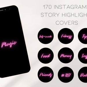 Neon Text Instagram Highlight Covers, Custom Highlight Icons ...