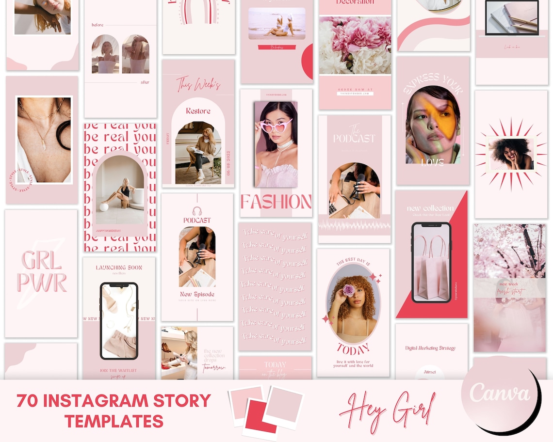Pink Instagram Story Templates Instagram Stories Canva - Etsy