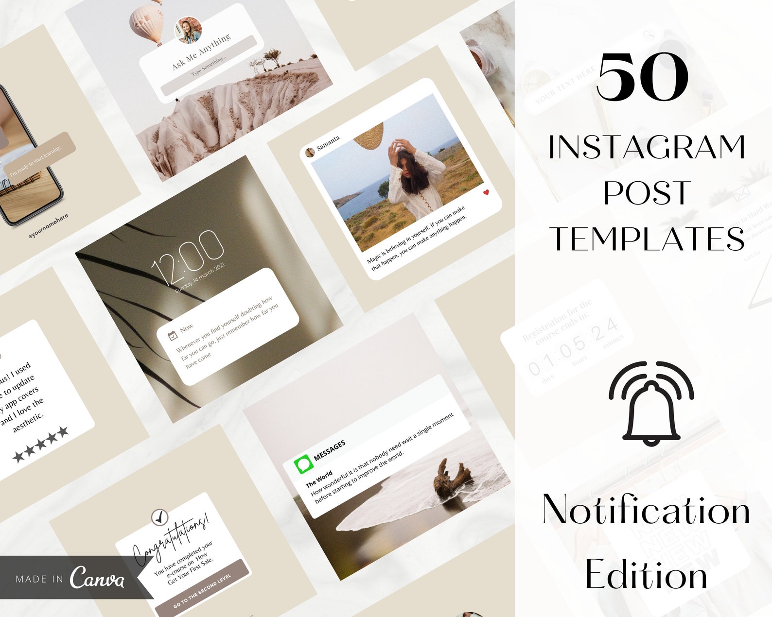 Instagram Post Templates Canva Notification Templates Insta | Etsy