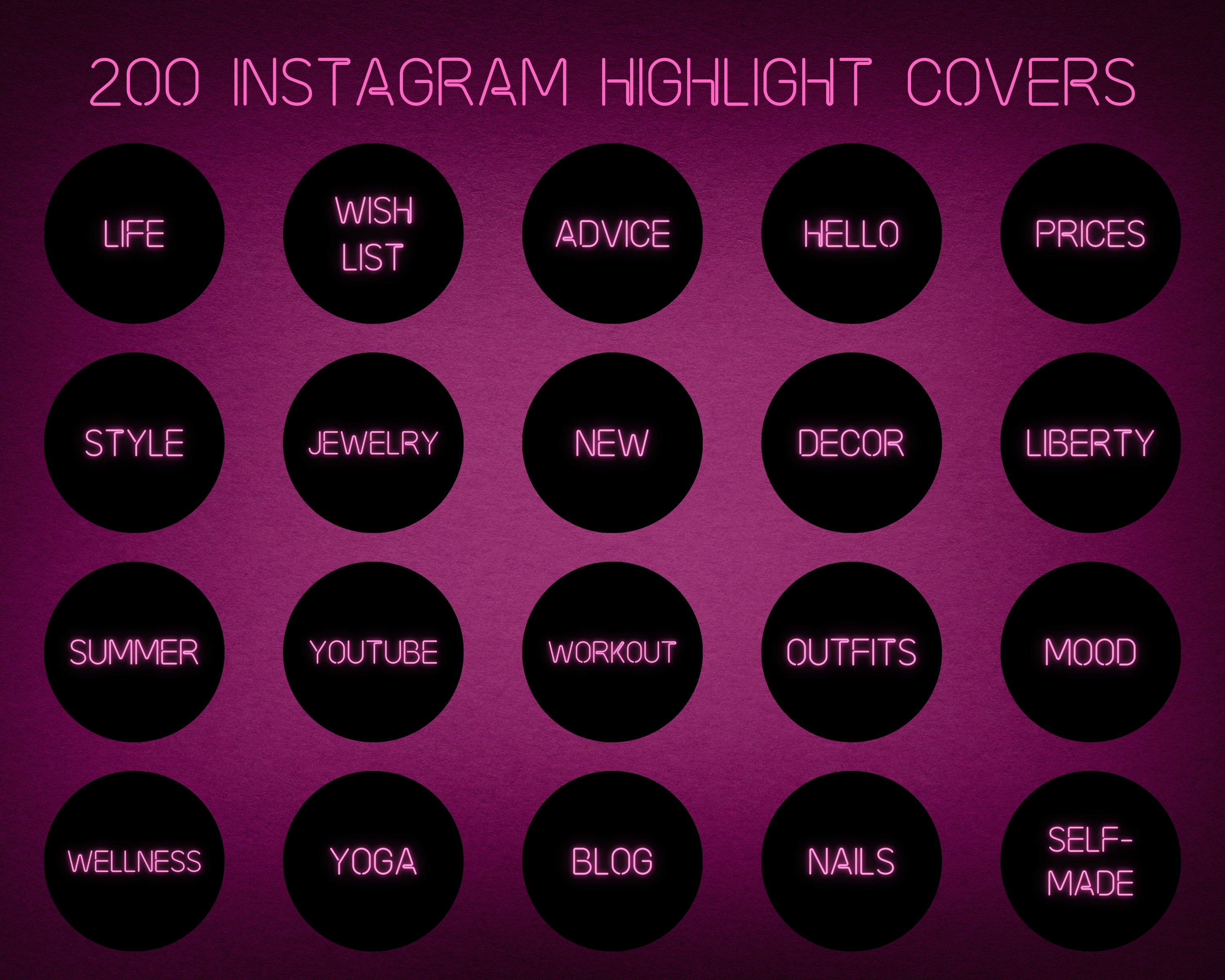 Neon Instagram Story Highlight Covers Text Highlight Icons | Etsy