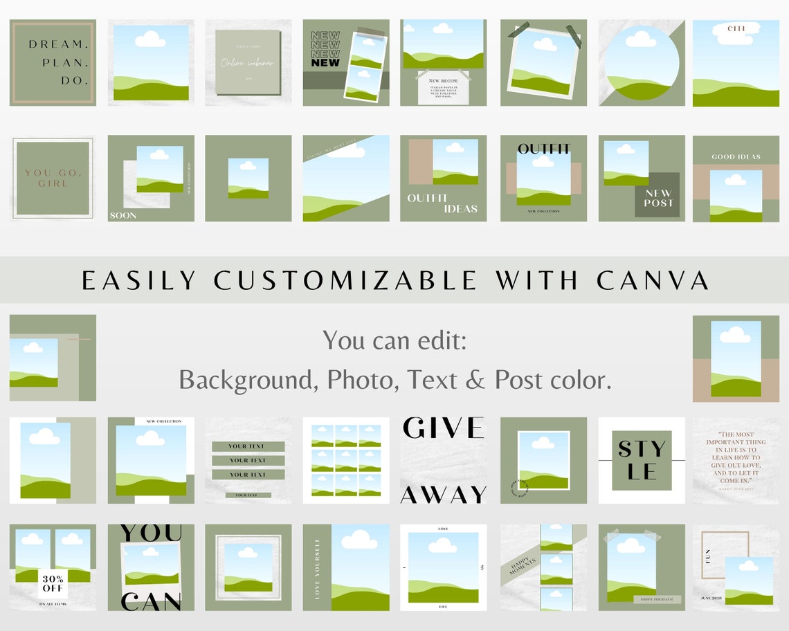 Editable Instagram Branding Kit Instagram Post Templates for - Etsy