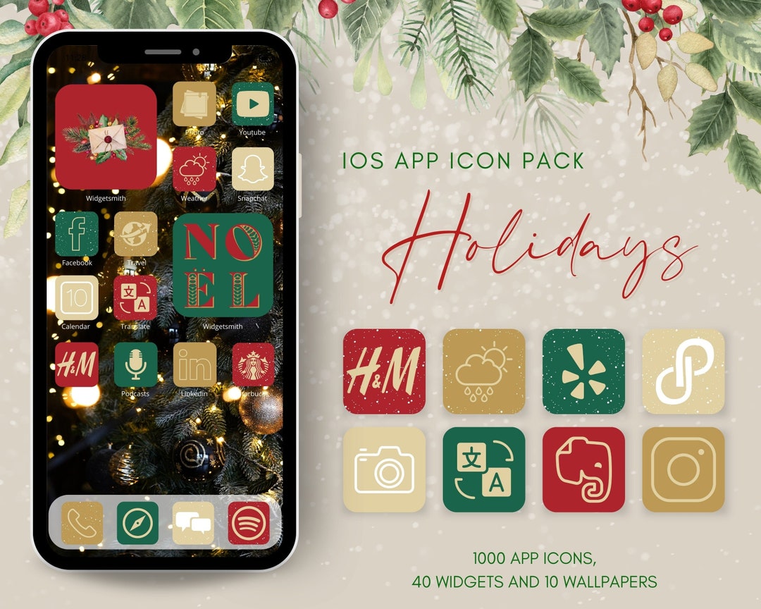 Christmas App Icons, Holiday Homescreen Icons, Winter Aesthetic Icons ...