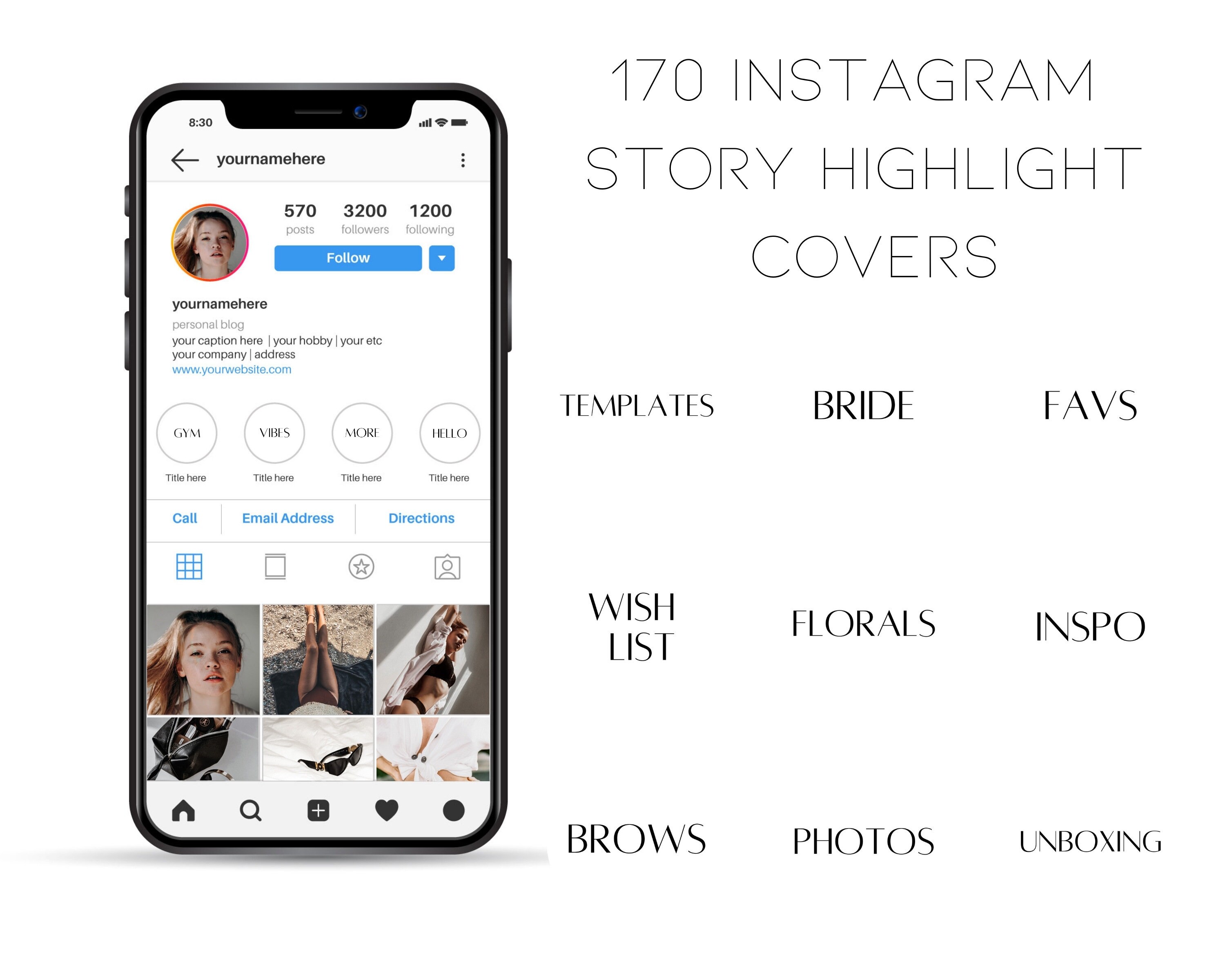 Text Instagram Highlight Covers, White Highlight Icons, Minimalist ...