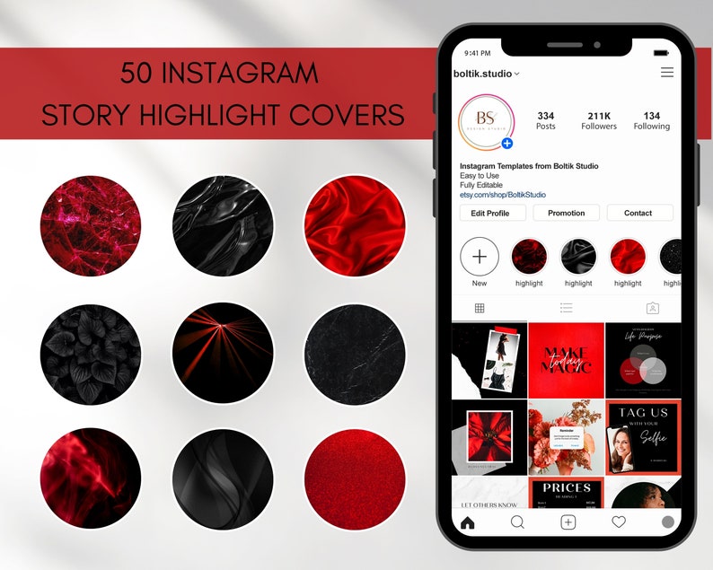 Instagram Story Highlight Covers Red Highlights Glitter - Etsy