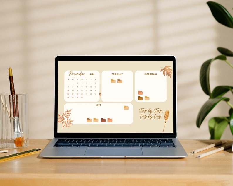 Fall Desktop Wallpaper Organizer Autumn Computer Organizer - Etsy