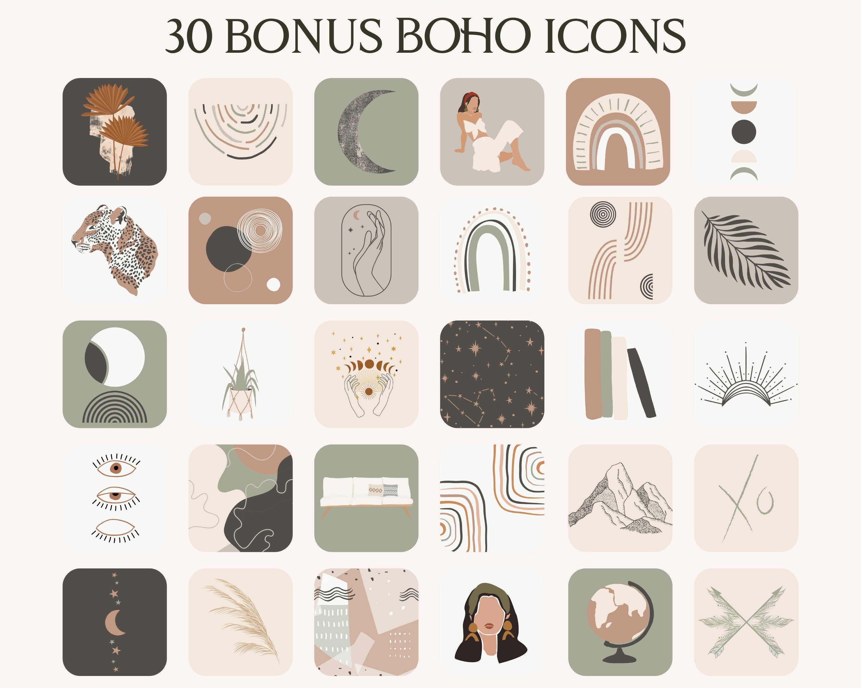 Boho Iphone App Icons Ios 14 App Icons Iphone Home Screen | Etsy